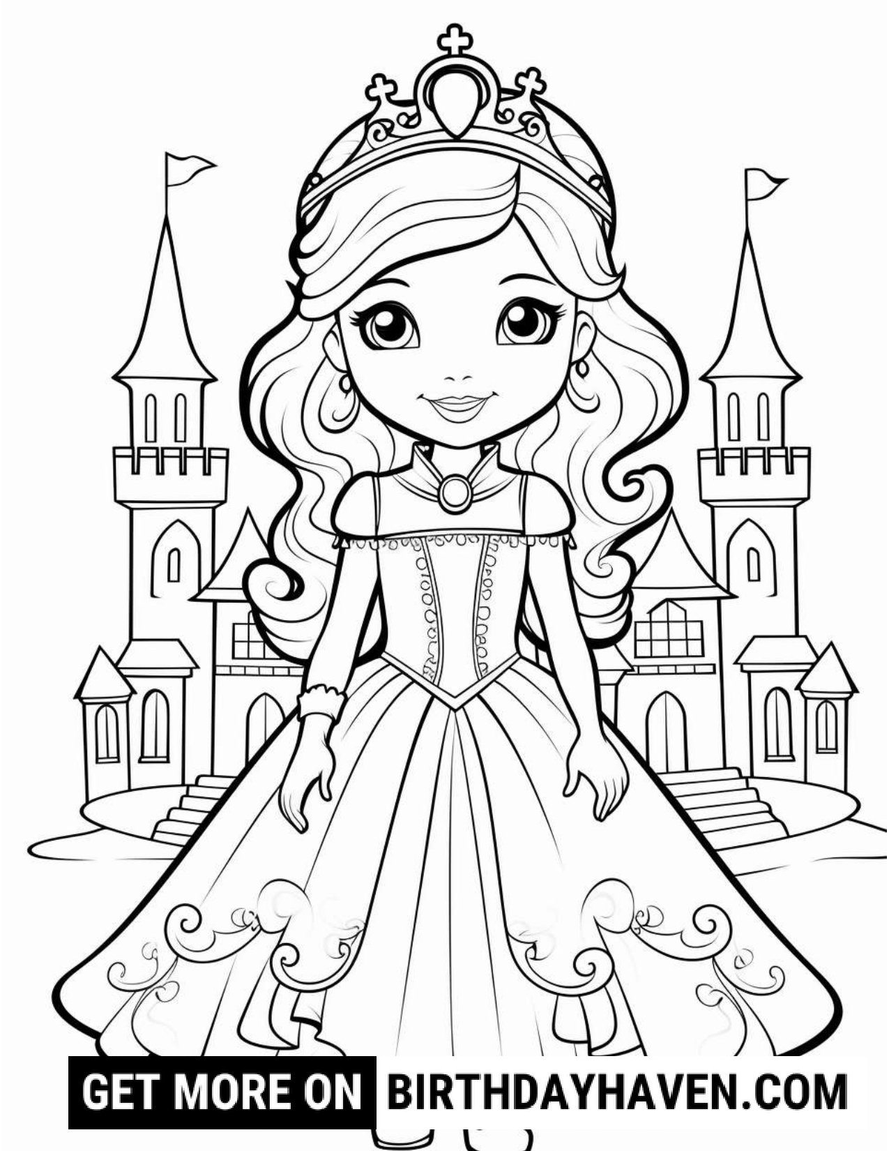 Cute Free Printable Princess Coloring Pages for All Ages - BirthdayHaven