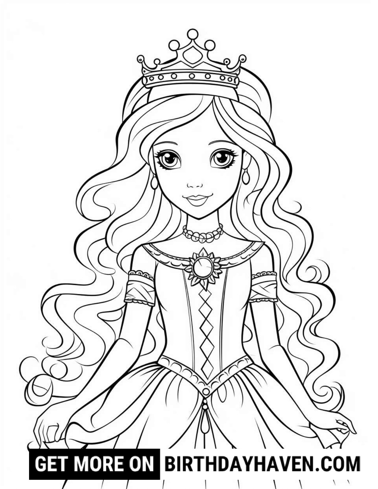 Cute Free Printable Princess Coloring Pages for All Ages - BirthdayHaven