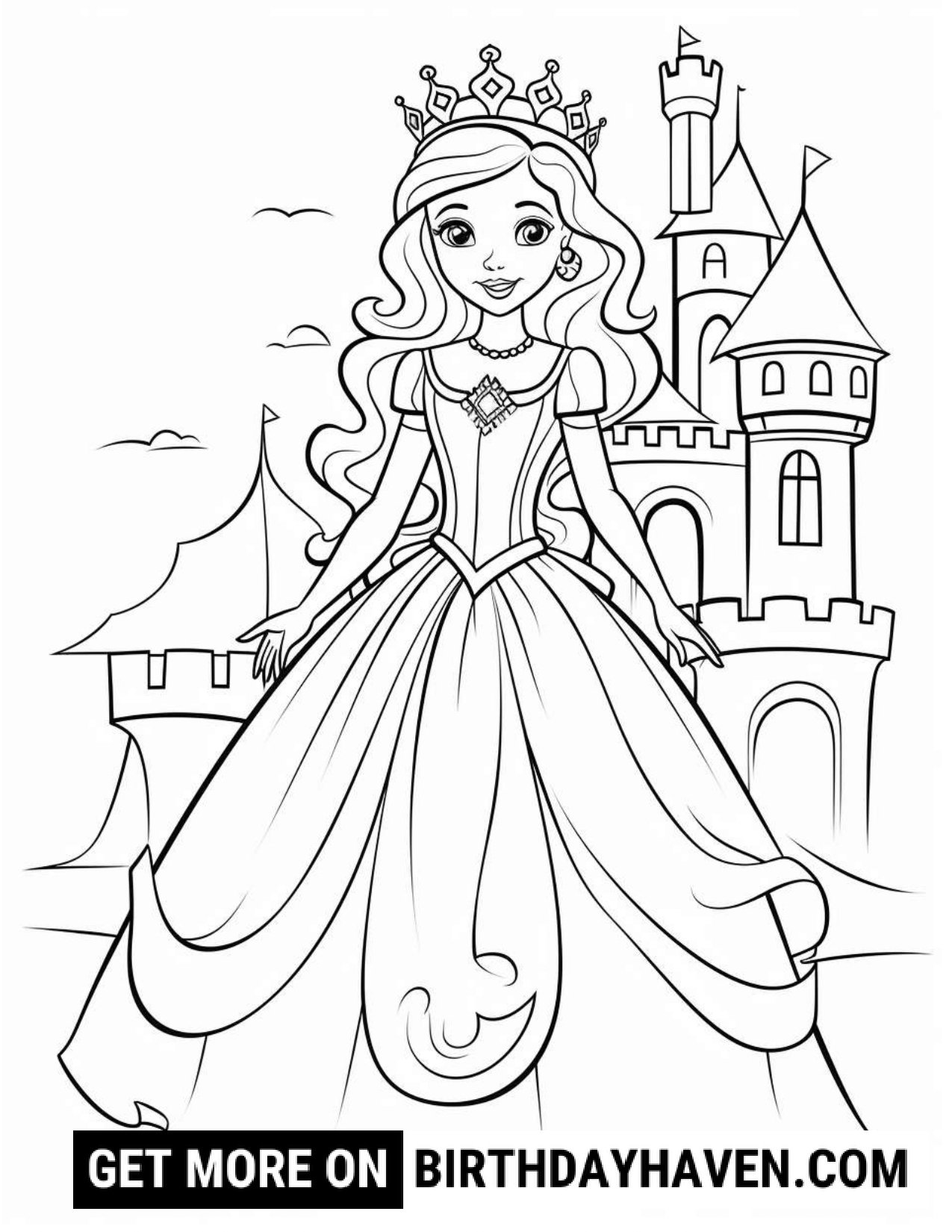 Cute Free Printable Princess Coloring Pages for All Ages - BirthdayHaven