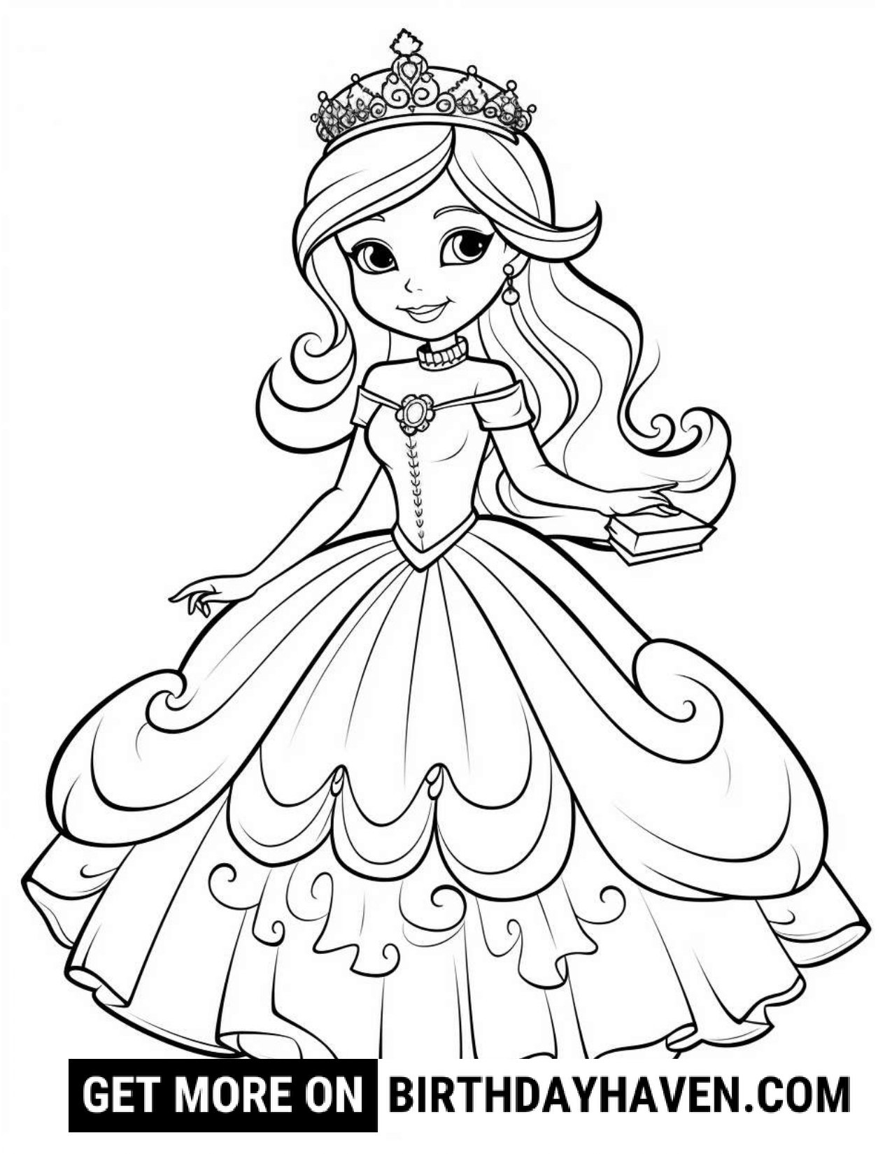 Cute Free Printable Princess Coloring Pages for All Ages - BirthdayHaven