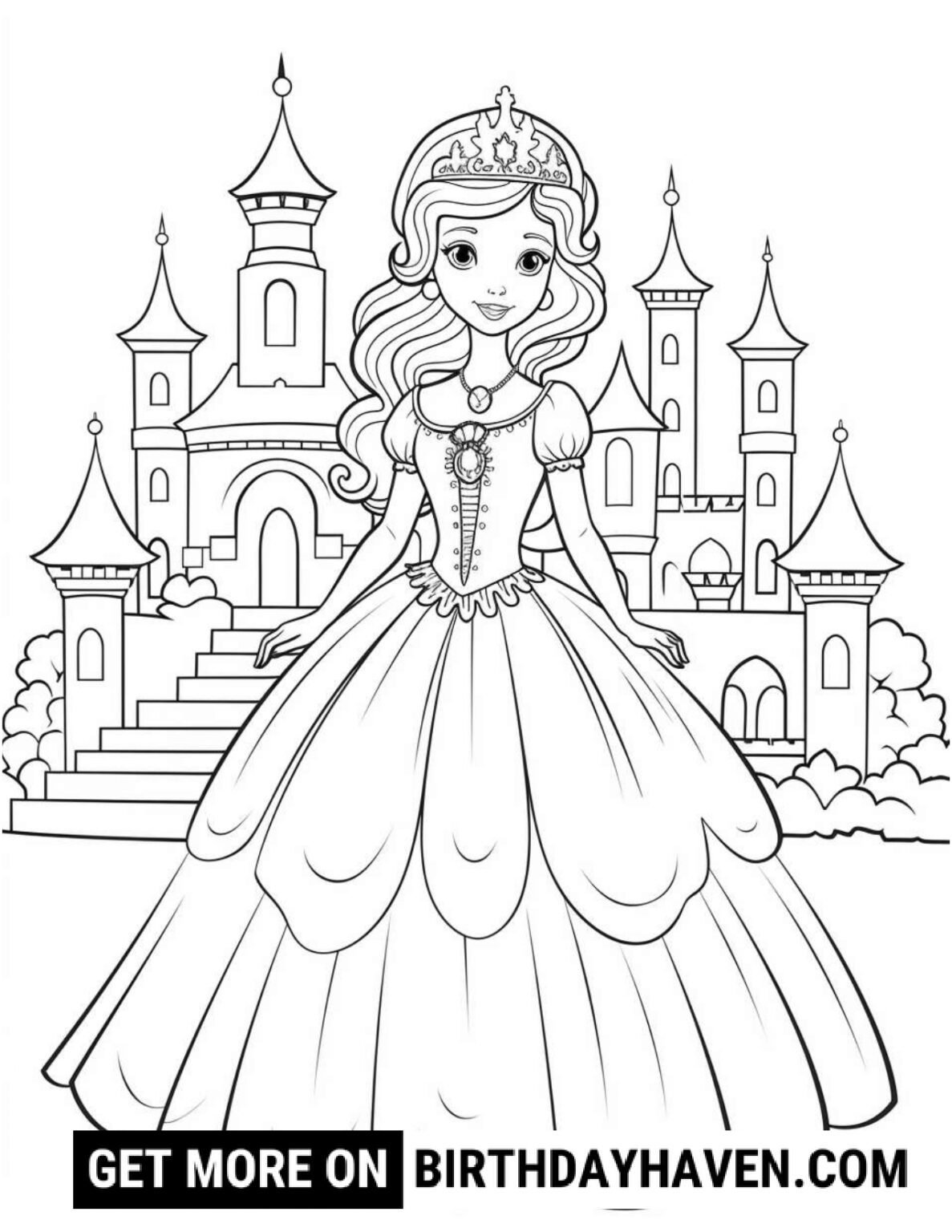 Cute Free Printable Princess Coloring Pages for All Ages - BirthdayHaven